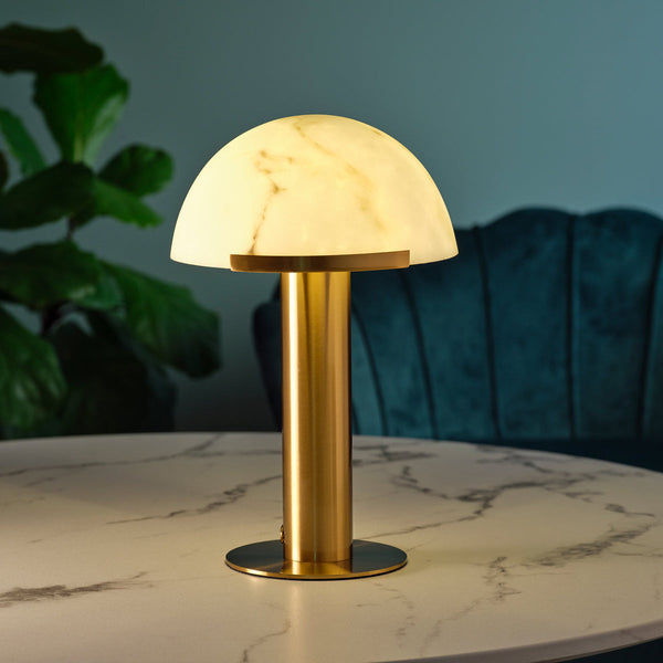 Ambience Phoebe Cordless LED Table Lamp Brass with Alabaster Shade ...